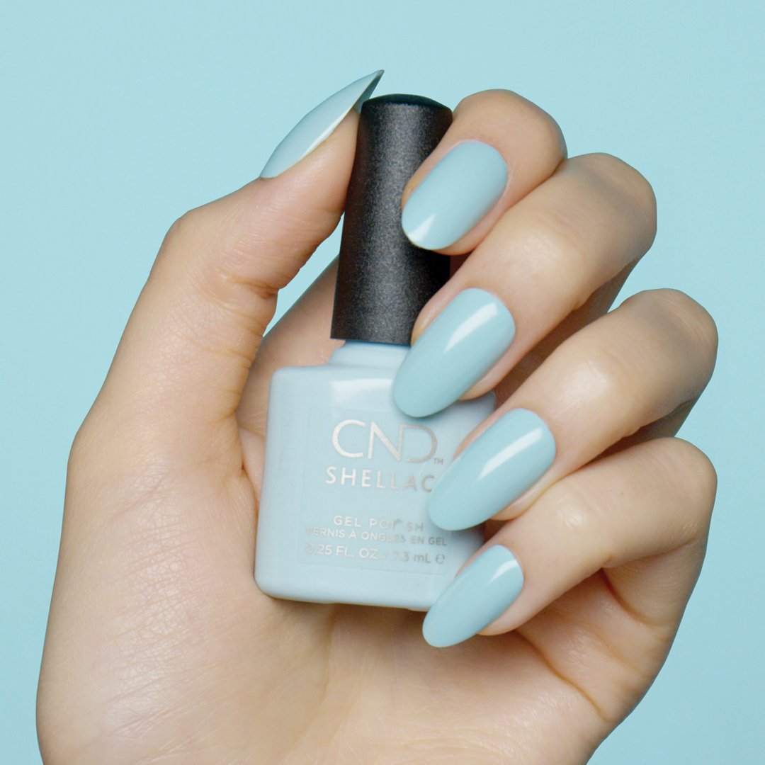 לק ג'ל בצבע תכלת פסטלי Shellac Shock Chic Taffy