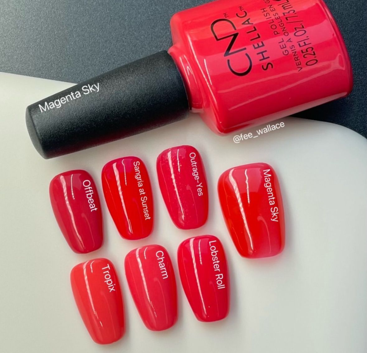 Shellac Magenta Sky לק ג'ל היפואלרגני בצבע אדום מג'נטה בוהק חצי שקוף ...