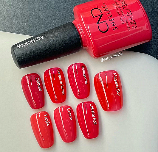 Shellac Magenta Sky לק ג'ל היפואלרגני בצבע אדום מג'נטה בוהק חצי שקוף ...